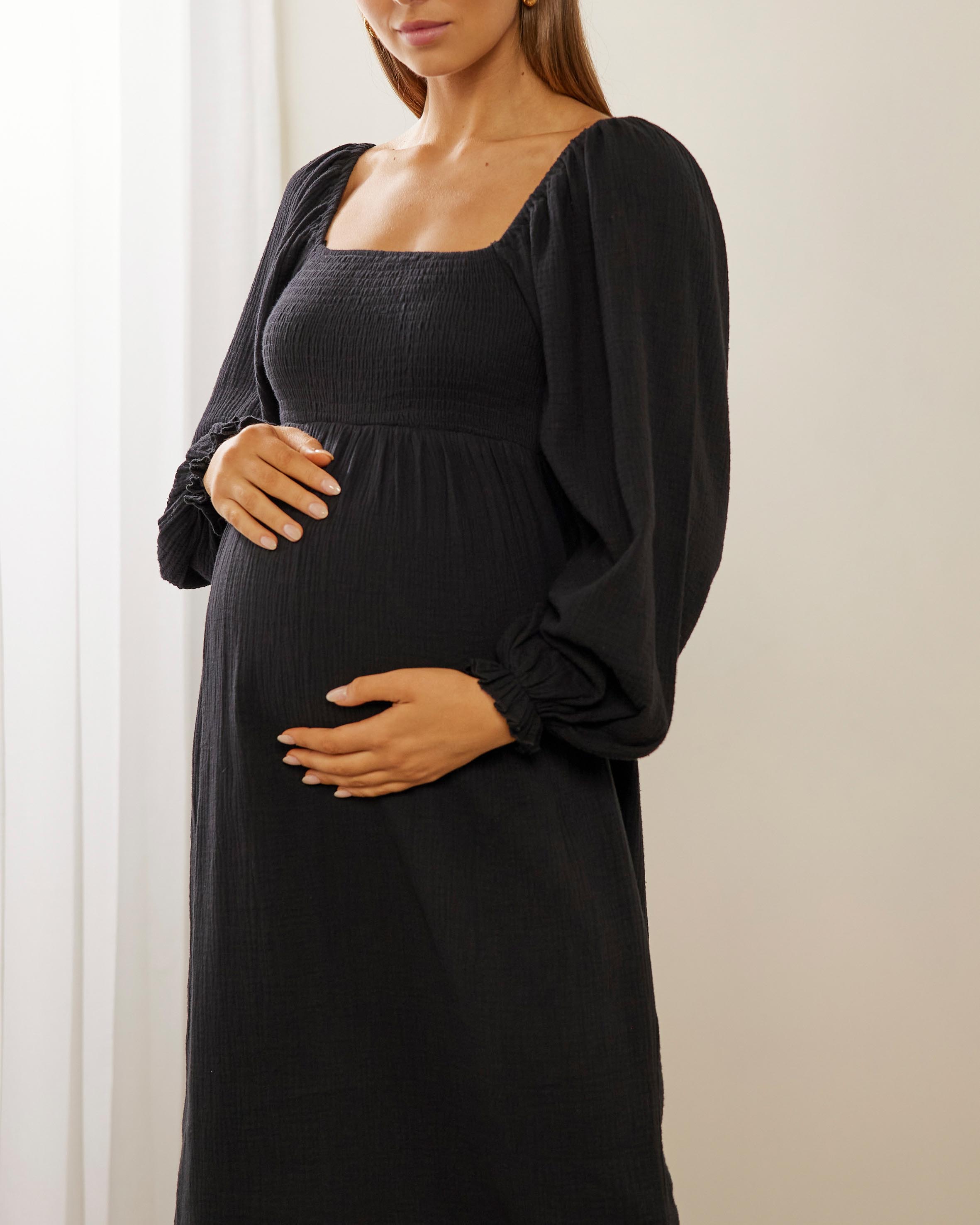 Atmos&Here Maternity - Hanah Cotton Maternity Midi Dress | eBay